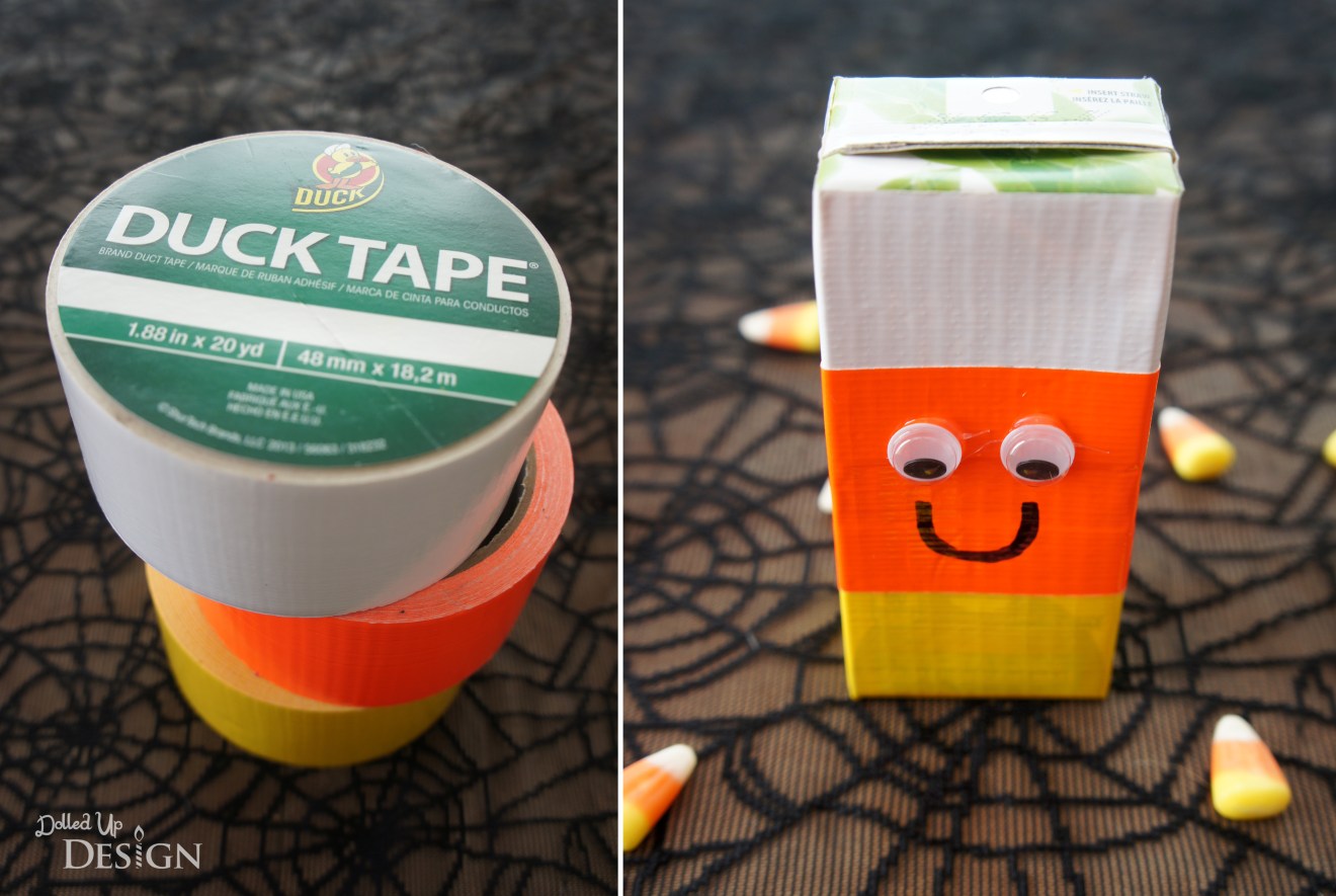 Candy Corn Juice Boxes using Duck Tape