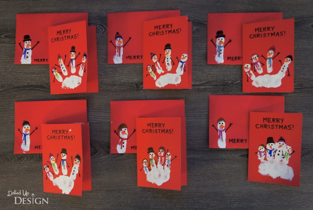 Easy DIY Handprint Snowman Christmas Cards