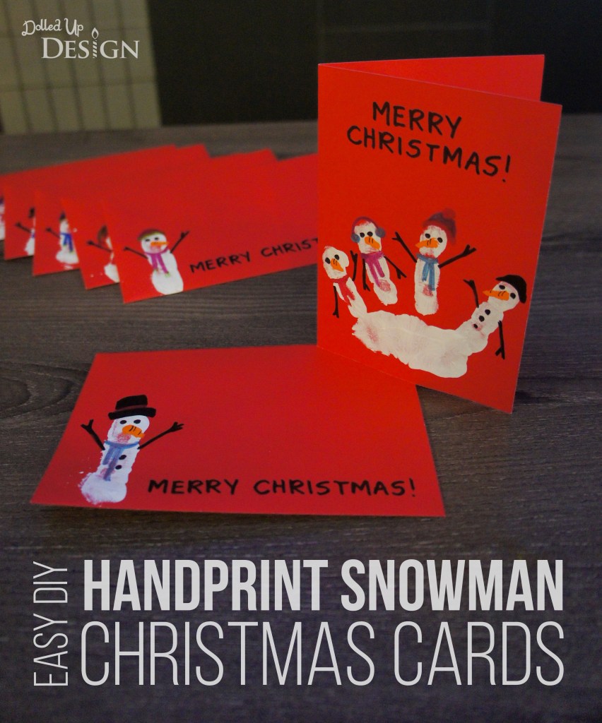 Easy DIY Handprint Snowman Christmas Cards