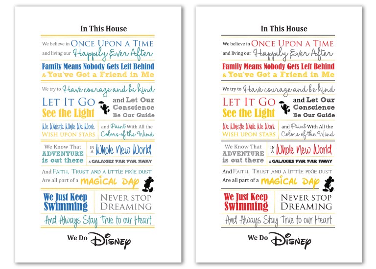 We Do Disney FREE Printable Word Art