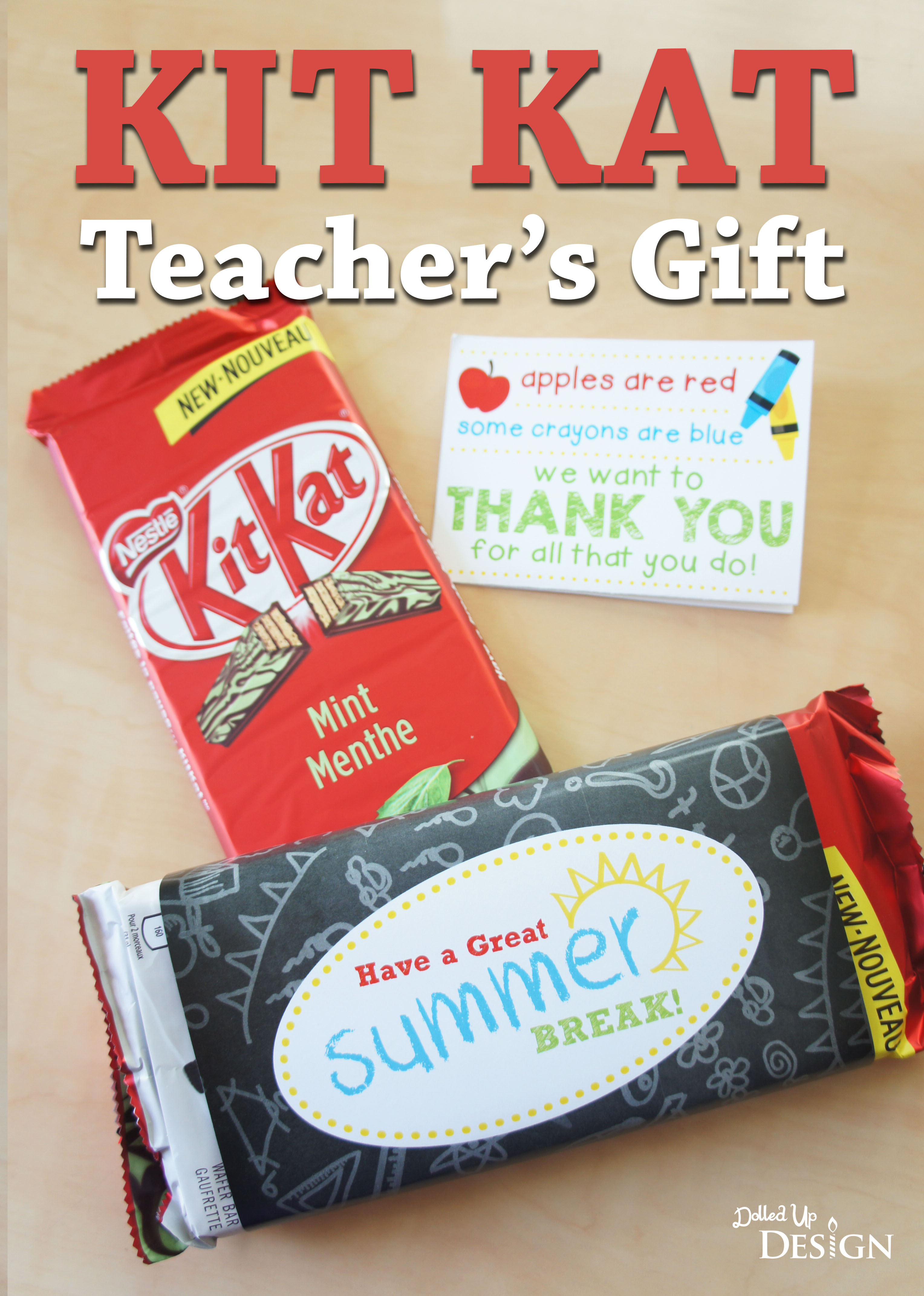Kit Kat Candy Teacher Appreciation Printable Teacher Kit Kat Gift